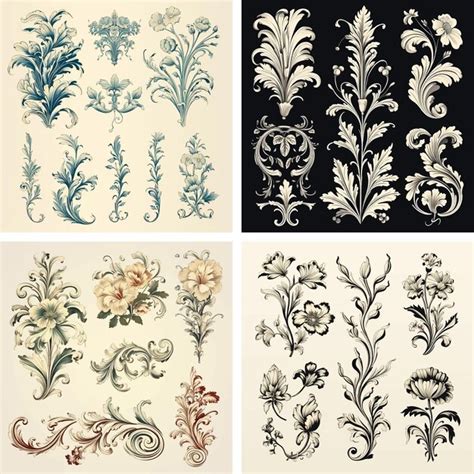 Premium Vector Flourish Vignette Scroll Victorian Deco Swirl Damask Calligraphic Corner