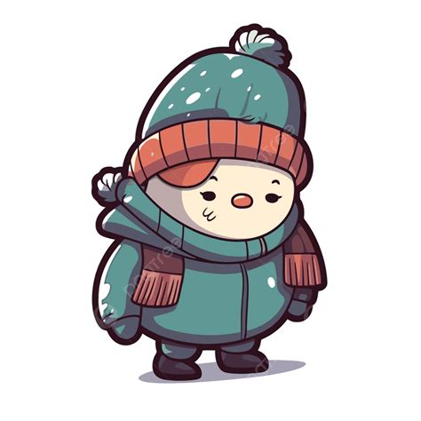 모자와 따뜻한 클립 아트와 만화 캐릭터 벡터 만화 겨울 감기 절연 스티커 디자인 상표 Png 일러스트 및 벡터 에 대한 무료 다운로드 Pngtree