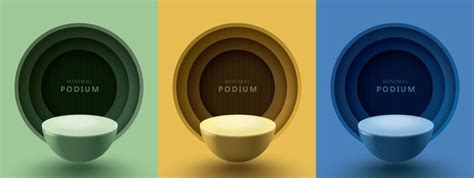 현실적인 실린더 피데스텔 스탠드 포디움과 함께 추상적인 3d 방 제품 디스플레이를위한 최소한의 장면 프리미엄 벡터