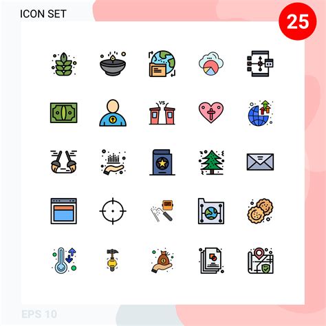 25 Thematic Vector Filled Line Flat Colors And Editable Symbols Of