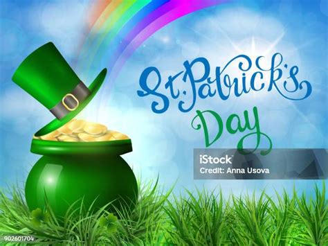 성 패 트 릭의 날입니다 인사말 카드와 함께 성 패 트 릭의 날입니다 벡터 일러스트 레이 션 Patrick Mcmullan에 대한 스톡 벡터 아트 및 기타 이미지 Istock