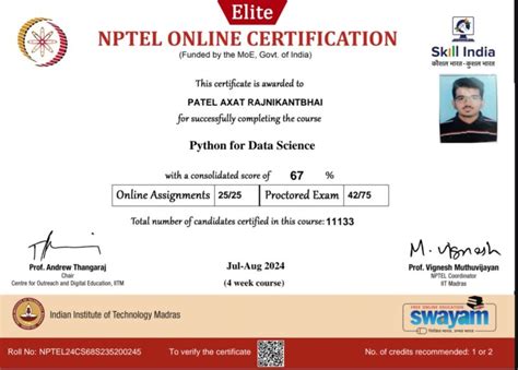 axat patel on linkedin nptel datascience elitecertification python