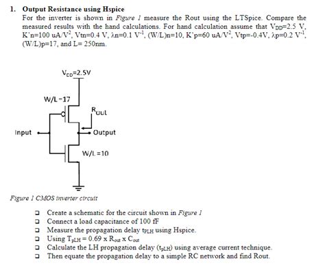 Solved 1 Output Resistance Using Hspice For The Inverter Is