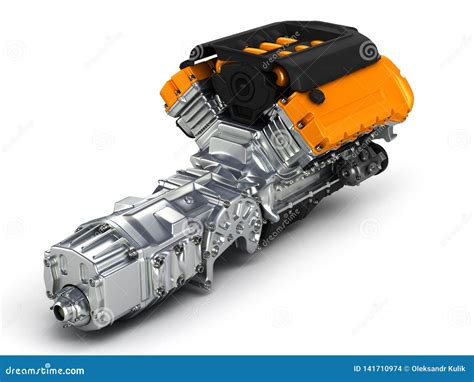 Automotive Engine Gearbox Assembly3d Illustration Stock Illustration