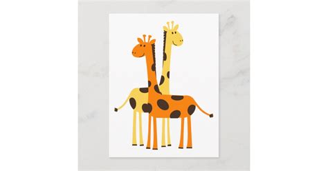 Cute Funny Giraffe Pair Postcard Zazzle
