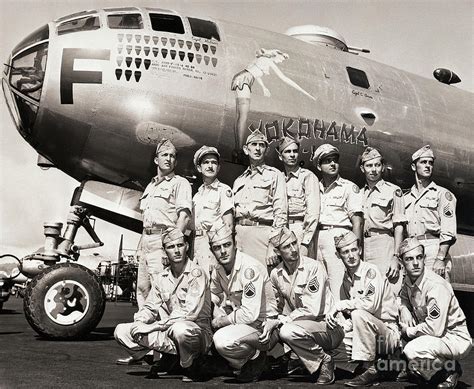 Crew Standing With B 29 Superfortress By Bettmann