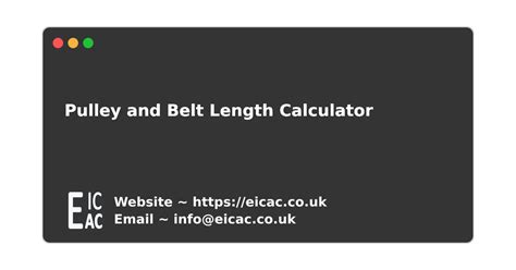 Pulley And Belt Length Calculator EICAC