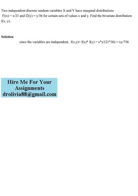 Two Independent Discrete Random Variables X And Y Have Marginal Distpdf