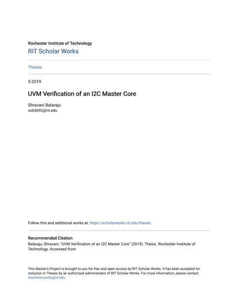 Uvm Verification Of An I2c Master Core