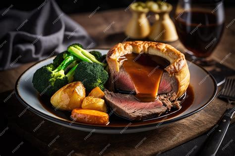 Premium Photo Roast Beef With Yorkshire Pudding Is A Traditional