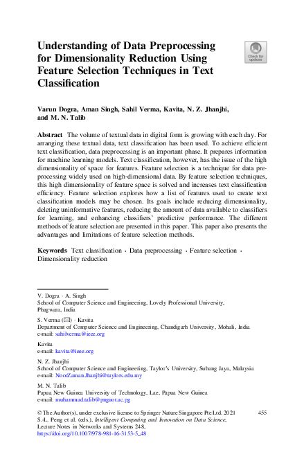 Pdf Understanding Of Data Preprocessing For Dimensionality Reduction