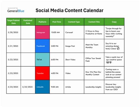Free Excel Social Media Calendar Templates