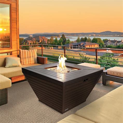 Sunbeam Contemporary Style Aluminum Fire Table In Brown Finish Cymax Business
