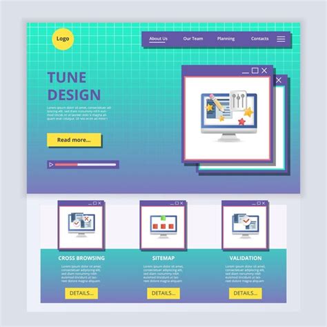 Premium Vector Tune Design Flat Landing Page Website Template Cross