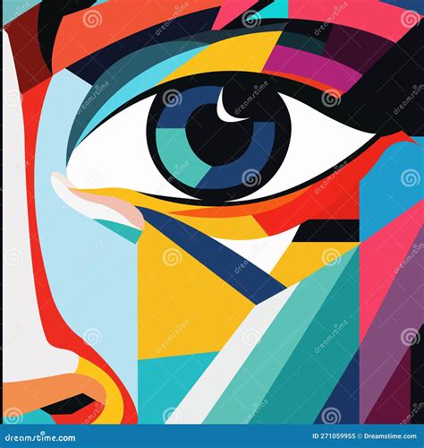 Human Face In An Abstract Style Cubic Portrait Drawing For Graphics Stock Vector