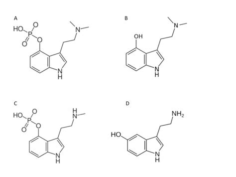 The Molecular Structure Of A ­‐ Psilocybin B ­‐ Psilocin C ­‐ Download Scientific Diagram