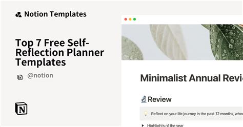 Top 7 Free Self Reflection Planner Templates Notion Template Marketplace