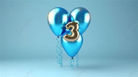 매혹적인 3d 렌더링 3주년을 기념하는 즐거운 파란색 풍선과 깃발 파티 파란 풍선 배경 멧새 무리 배경 즐거운 배경 이미지 Hd 파란 풍선 멧새 무리 즐거운 배경