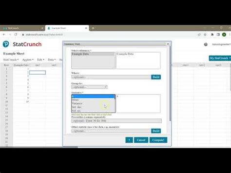 StatCrunch Navigate StatCrunch YouTube