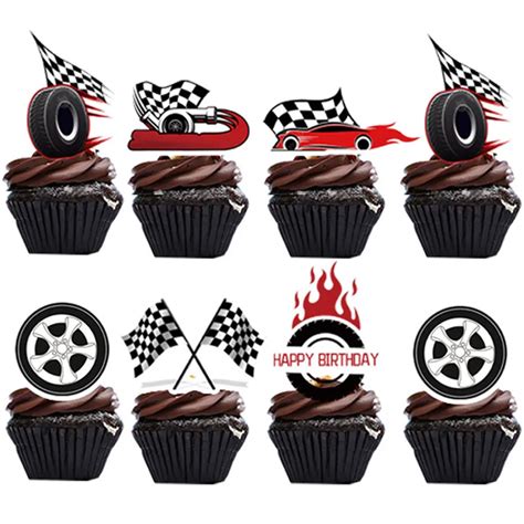 Topper De Cupcakes De Coche De Carreras Decoraci N De Pasteles De
