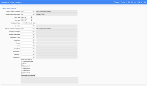 Preventive Maintenance Generate Work Orders