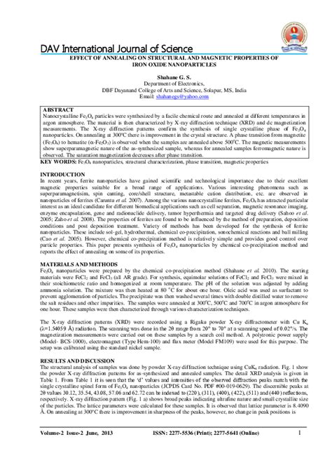 Pdf Effect Of Annealing On Structural And Magnetic Properties Of Iron