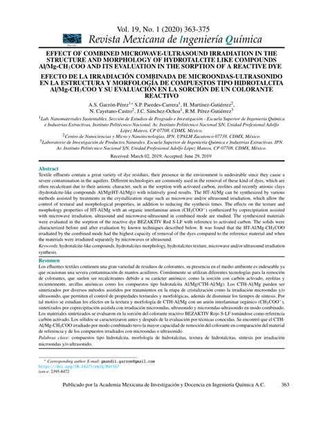 Pdf Effect Of Combined Microwave Ultrasound Irradiation In The Structure And Morphology Of