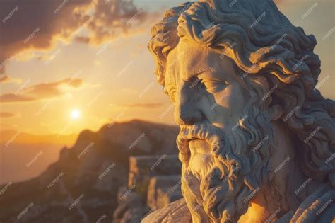 Estátua De Hércules Na Grécia Antiga Na Hora Dourada Do Pôr Do Sol