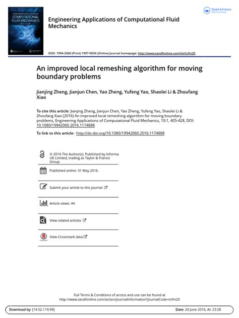 An Improved Local Remeshing Algorithm For Moving Boundary Problems Pdf