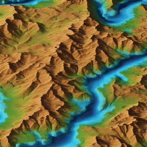 Premium Ai Image Blue Topographic Terrain Contour Line Map