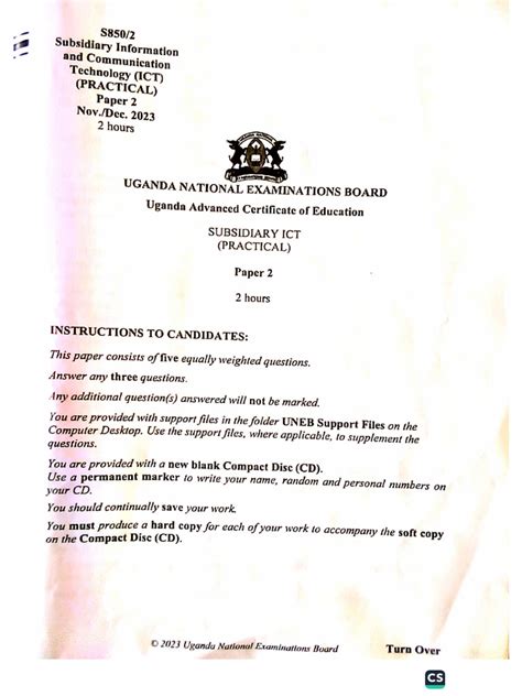 Uneb Subsidiary Ict 2023 P2 Pdf