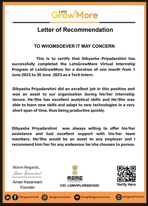 Dibyasha Priyadarshini On Linkedin Lgmvip Opportunity Letsgrowmore Lgm Intern
