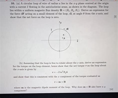 Solved A A Circular Loop Of Wire Of Radius A Lies In Chegg