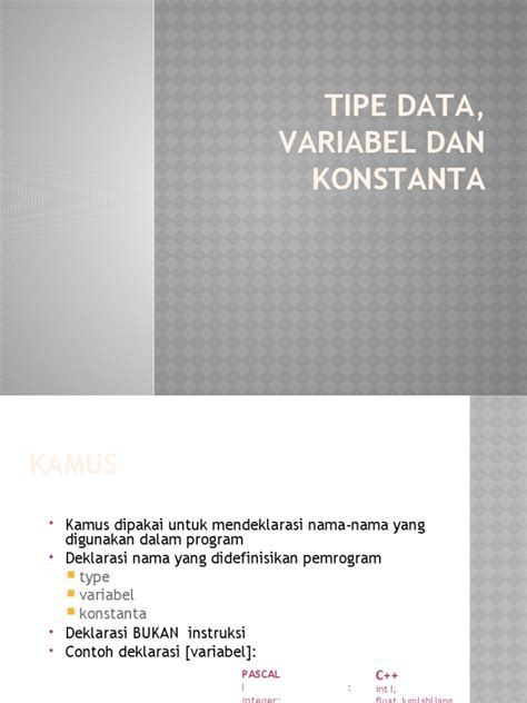 Pert 5 Tipe Data Variabel Dan Konstanta Pdf