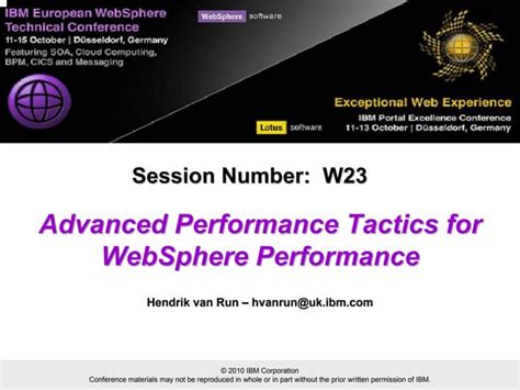 W23 Advanced Performance Tactics For Websphere Performance Ppt