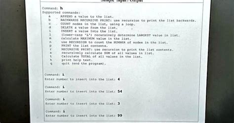 Solved Command H Supported Commands A Append A Value To The List B Backwards Recursive