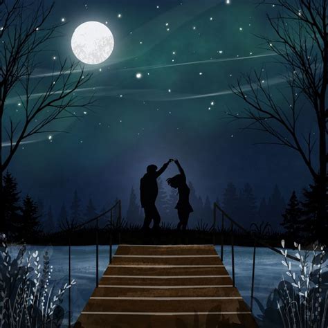 Couple Digital Art Couple Dancing In The Moonlight Cute Wallpaper