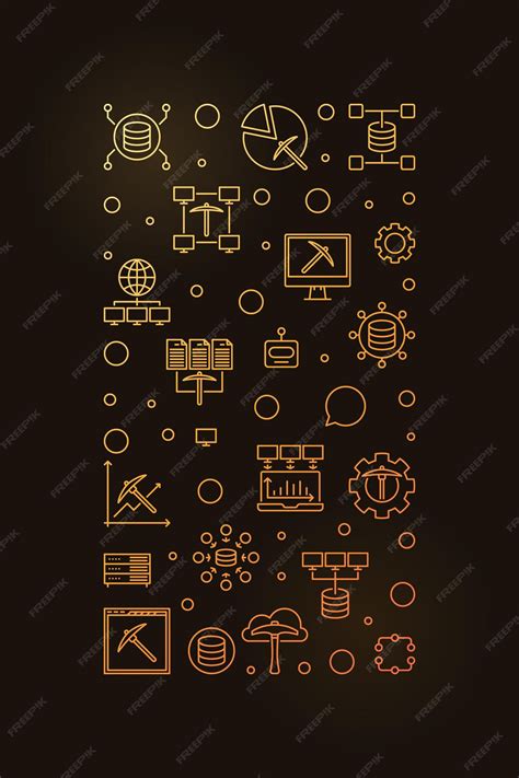 Premium Vector Data Mining Vertical Golden Outline Banner Database Analytics Concept