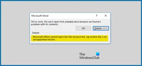 Office Cannot Open This File Because Zip Archive File Is Unsupported