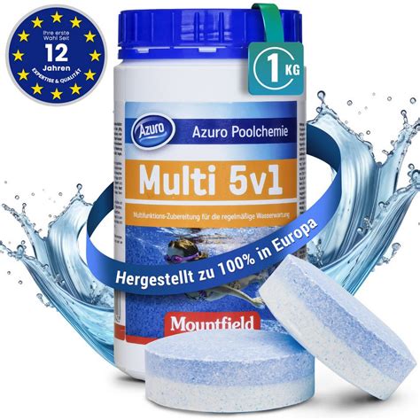 Azuro Chlortabletten 5 In 1 Chlor Multitabs 200g Langsamlöslich Für