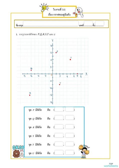 กราฟของคู่อันดับ ใบงานเชิงโต้ตอบ Topworksheets