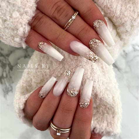 Nails By Minea Bergström On Instagram “milkywhite And Glitter 🤍🤍🤍