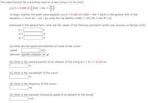 solved the wave function for a traveling wave on a taut