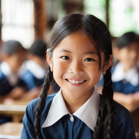 Premium Ai Image Asian Girls Education Happy Beautiful Asian Girl Is