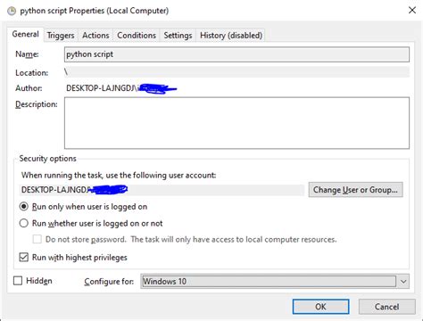 Scheduled Tasks Scheduling Python Script Executable In Windows 10 Stack Overflow
