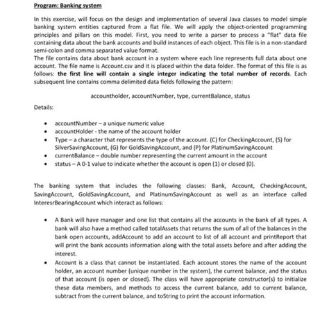 Solved Program Banking System In This Exercise Will Focus
