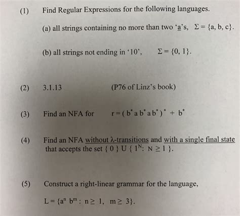 Solved Find Regular Expressions For The Following Chegg