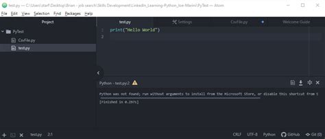 Windows Py Command Works Python Command Fails Atom Script Failure Stack Overflow