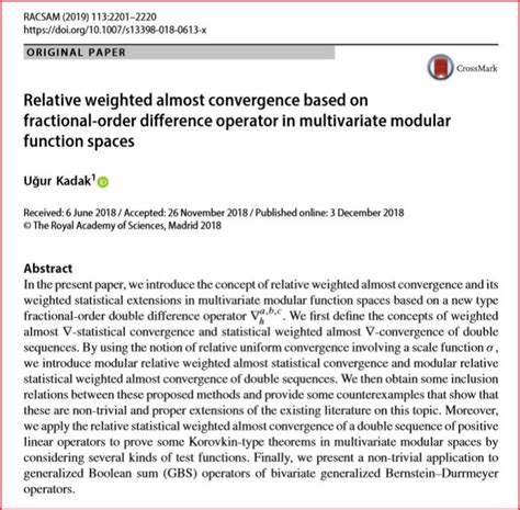 Pdf Relative Weighted Almost Convergence Based On Fractional Order Difference Operator In