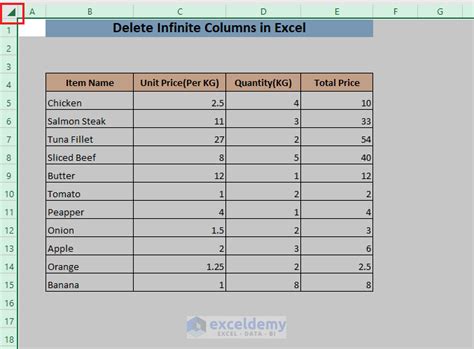 How To Delete Infinite Columns In Excel 4 Methods Exceldemy